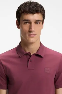 BOSS Stretch-cotton Slim-fit Polo Shirt With Logo Patch