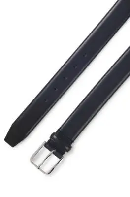 BOSS Leather Belt With Polished Silver Buckle