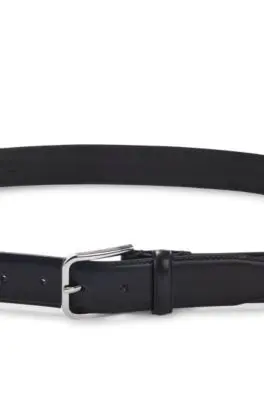 BOSS Leather Belt With Polished Silver Buckle