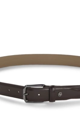 BOSS Leather Belt With Silver-tone Hardware