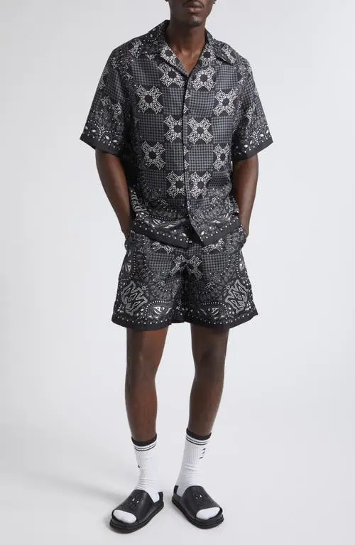 Amiri Ma Check Silk Shorts - Black