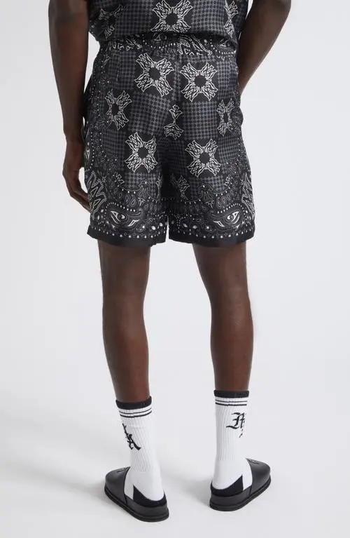 Amiri Ma Check Silk Shorts - Black