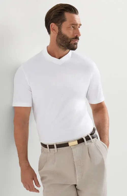 Brunello Cucinelli Cotton Jersey V-neck T-shirt - White