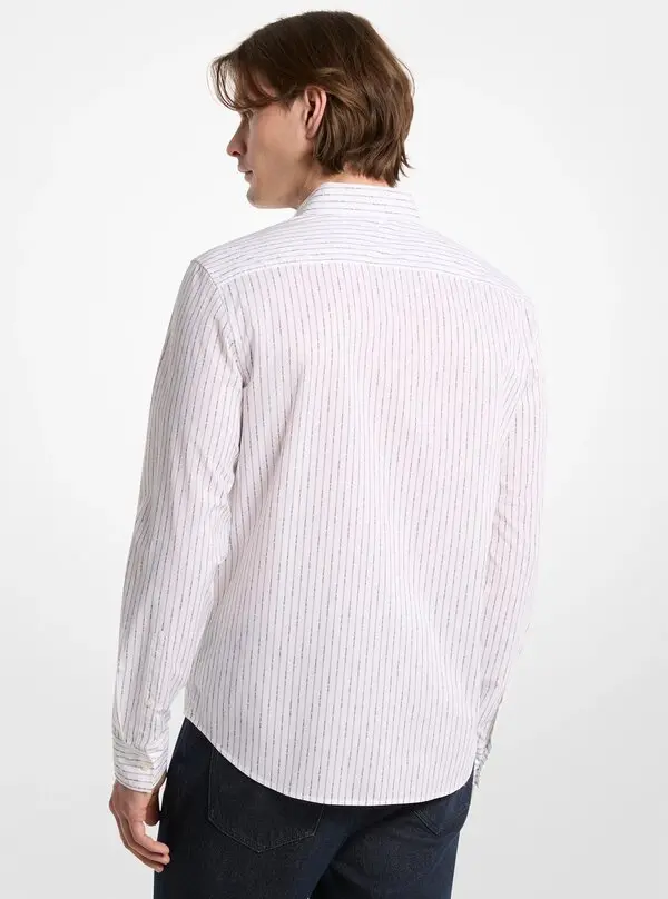 Michael Kors Logo Pinstripe Stretch Cotton Shirt In Size By