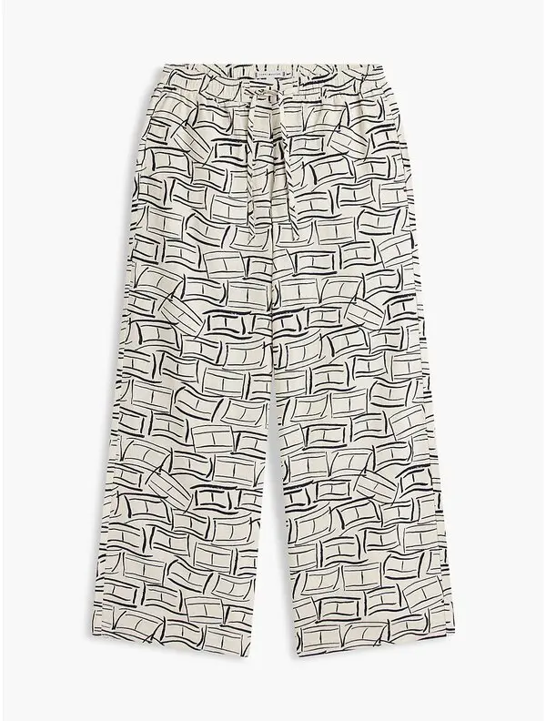 Tommy Hilfiger Allover Flag Linen-blend Pull-on Pant
