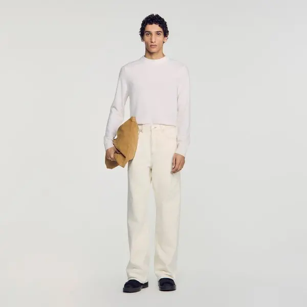 Sandro Baggy Contrast Jeans - Ecru