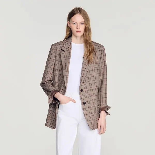 Sandro Check Suit Jacket