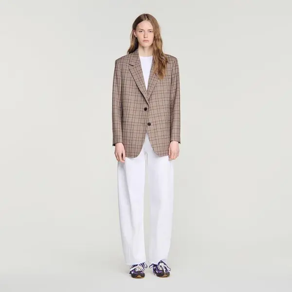 Sandro Checked Wool Tailored Jacket