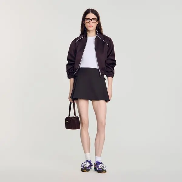 Sandro Mini Pleated Wool Skirt - Brown