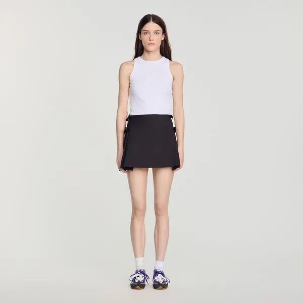 Sandro Mini Pleated Wool Skirt