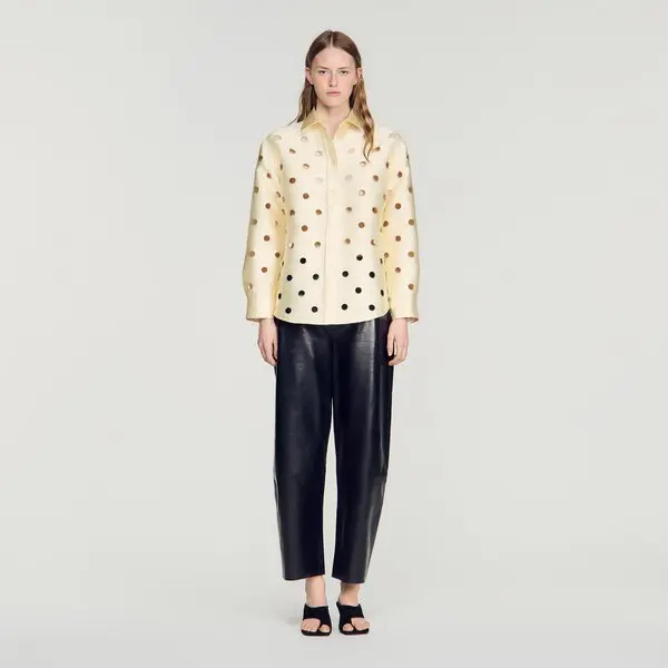 Sandro Openwork Rhinestone Shirt