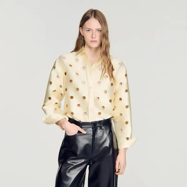 Sandro Openwork Rhinestone Shirt