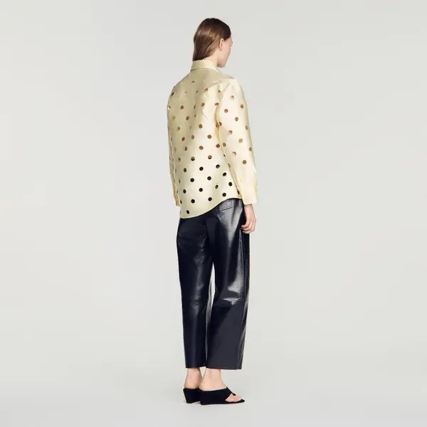 Sandro Openwork Rhinestone Shirt
