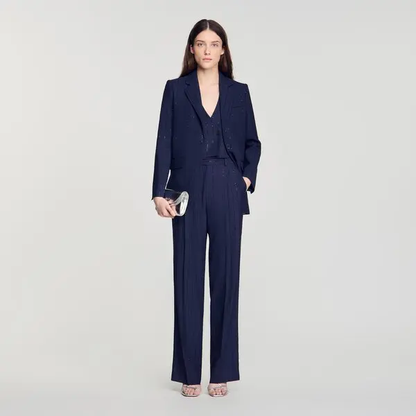 Sandro Striped Sequin Trousers