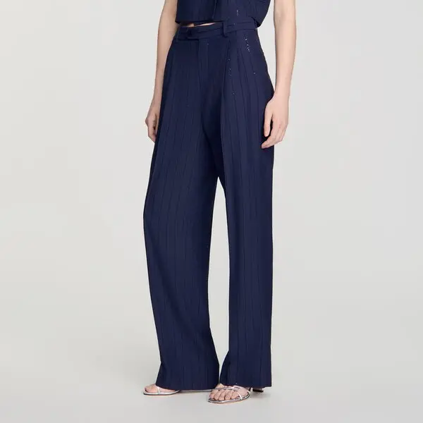 Sandro Striped Sequin Trousers