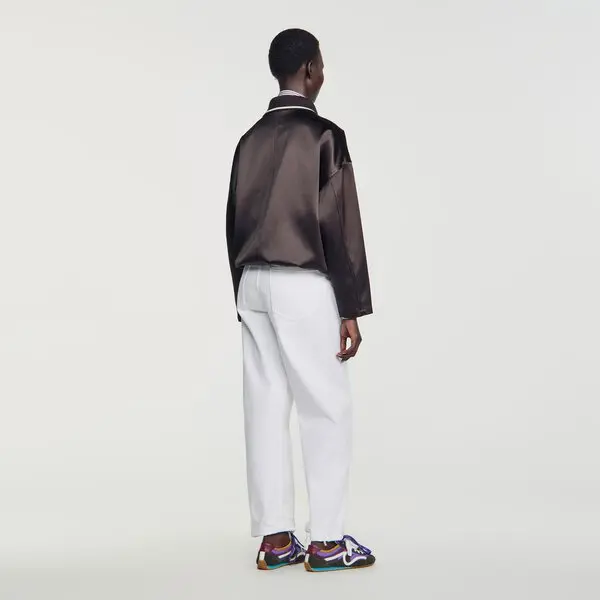 Sandro Satin-look Jacket With Polo Collar And Drawstring Hem