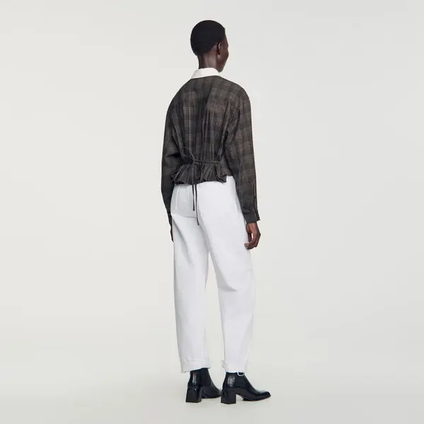 Sandro Check Shirt With Contrast Collar