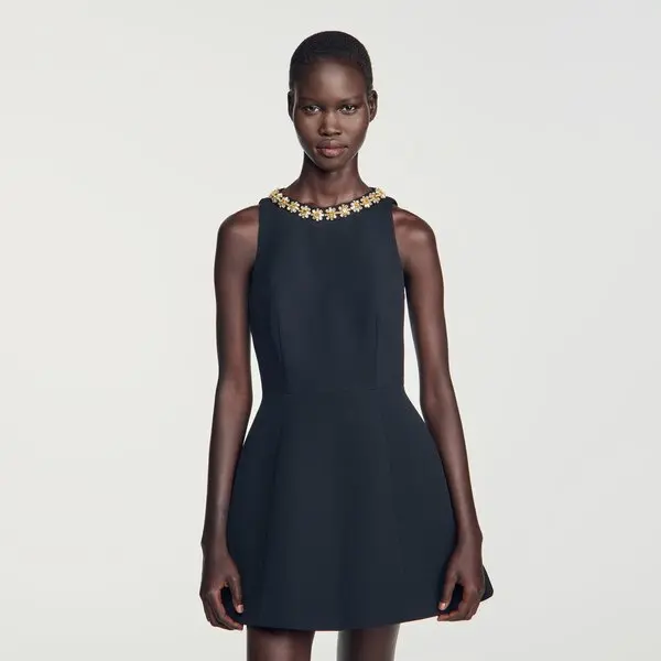 Sandro Mini Dress With Jewel Detail