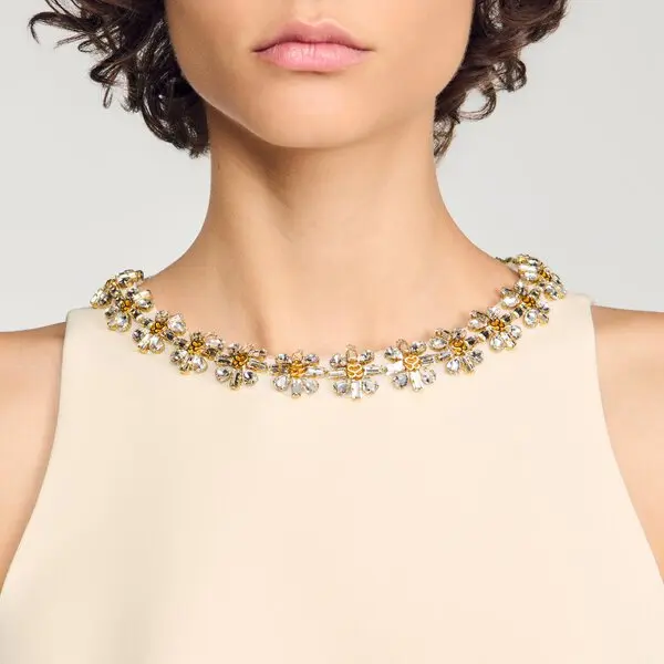 Sandro Embellished Jewel Detail Mini Dress - Vanilla
