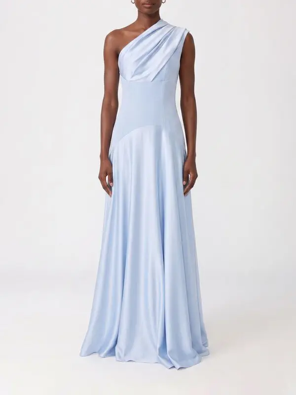 Solace London Asymmetrical Draped Gown - Blue