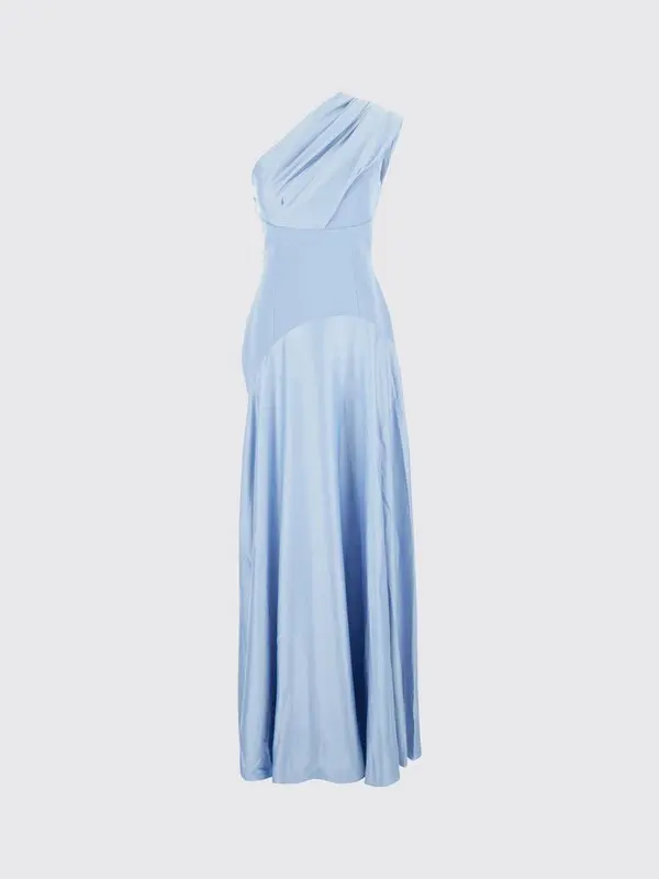 Solace London Asymmetrical Draped Gown - Blue