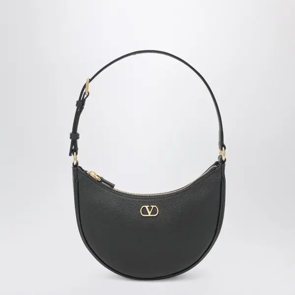 Valentino Garavani Vlogo Signature Mini Hobo Bag In Leather - Black