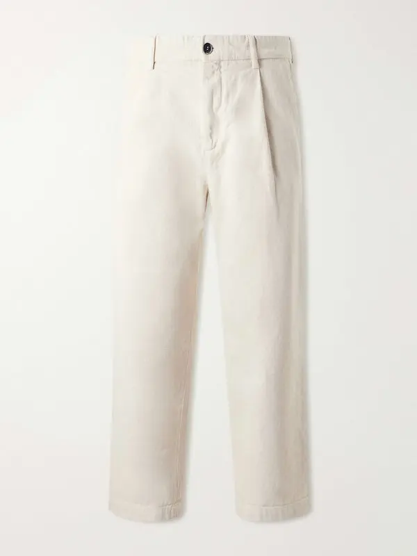 Barena Venezia Straight-leg Pleated Cotton-drill Trousers - Ecru