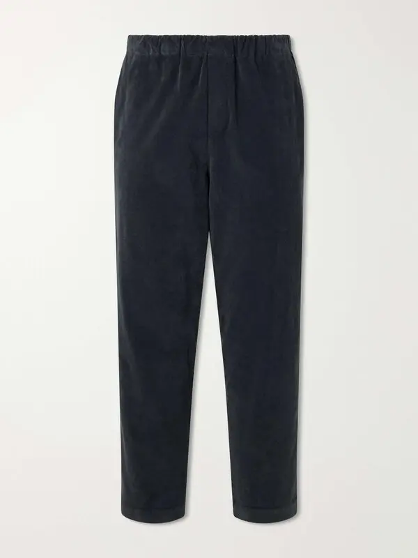Barena Venezia Straight-leg Garment-dyed Stretch Cotton-moleskin Trousers - Navy