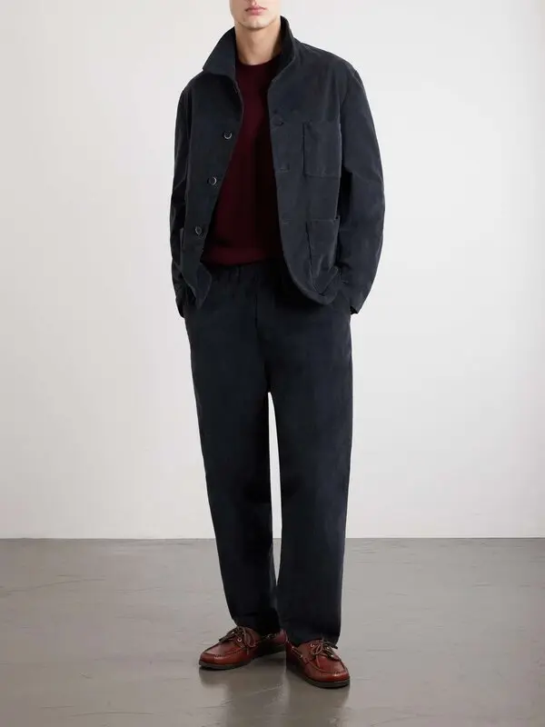 Barena Venezia Straight-leg Garment-dyed Stretch Cotton-moleskin Trousers