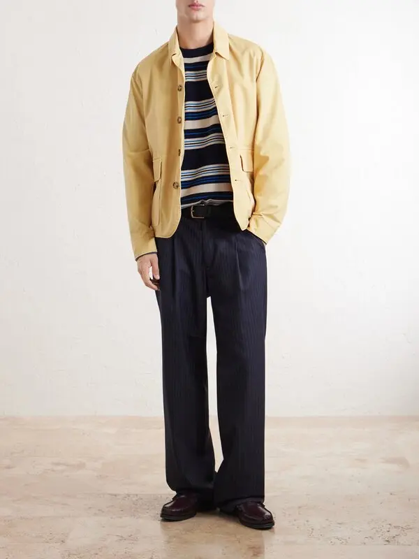 Paul Smith Striped Wool And Cotton-blend Crew Neck Sweater