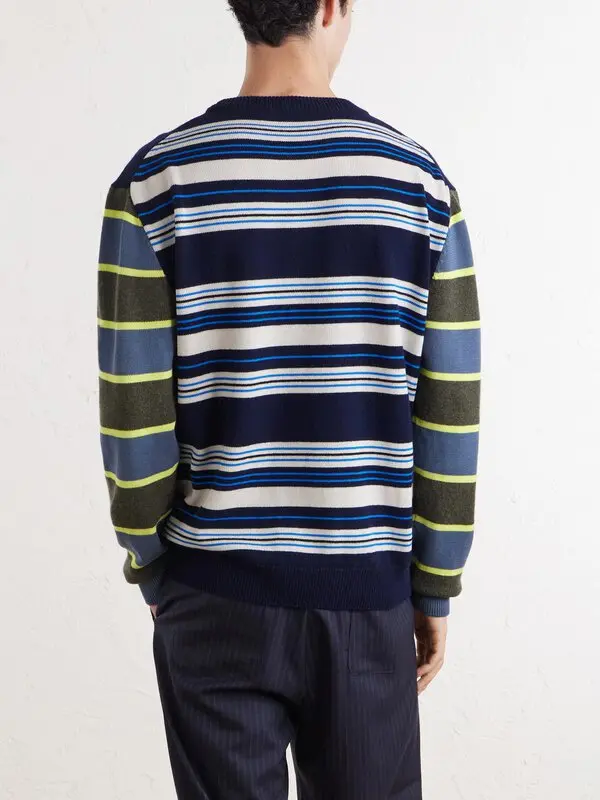 Paul Smith Striped Wool And Cotton-blend Crew Neck Sweater