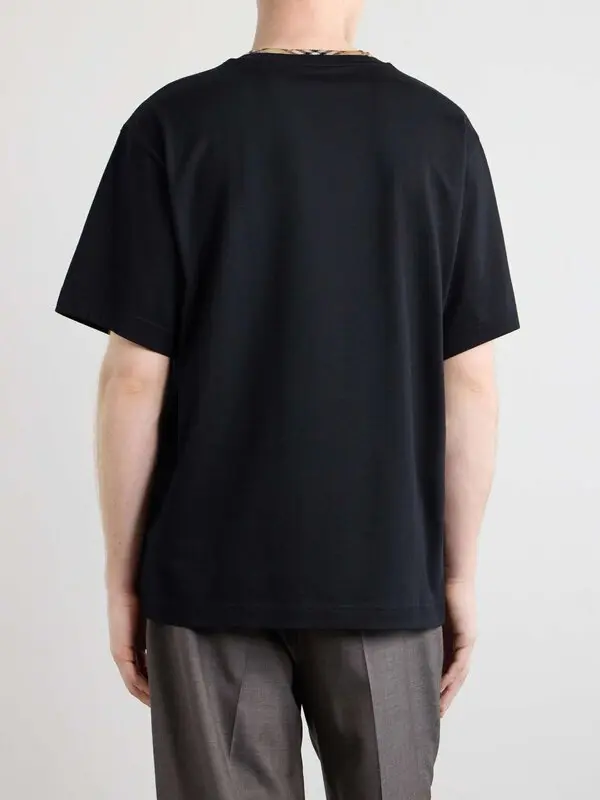 Burberry Logo-embroidered Checked Cotton-jersey T-shirt