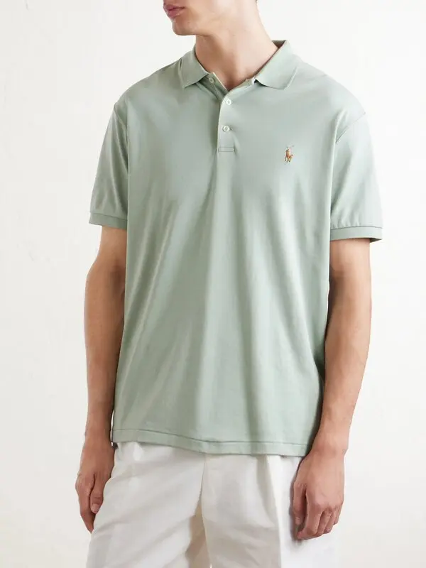 Polo Ralph Lauren Logo-embroidered Cotton-jersey Polo Shirt - Green
