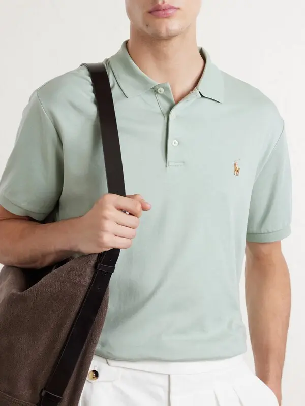 Polo Ralph Lauren Logo-embroidered Cotton-jersey Polo Shirt - Green