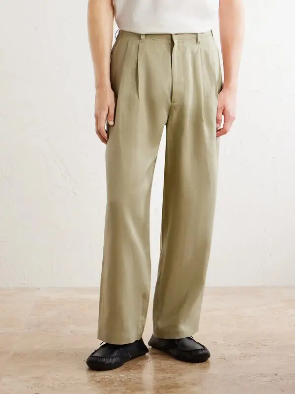 SSSTEIN Wide-leg Pleated Linen Trousers