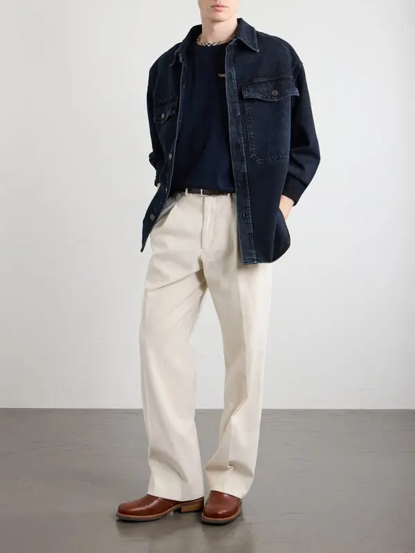 Burberry Logo-embroidered Checked Cotton-jersey T-shirt - Blue