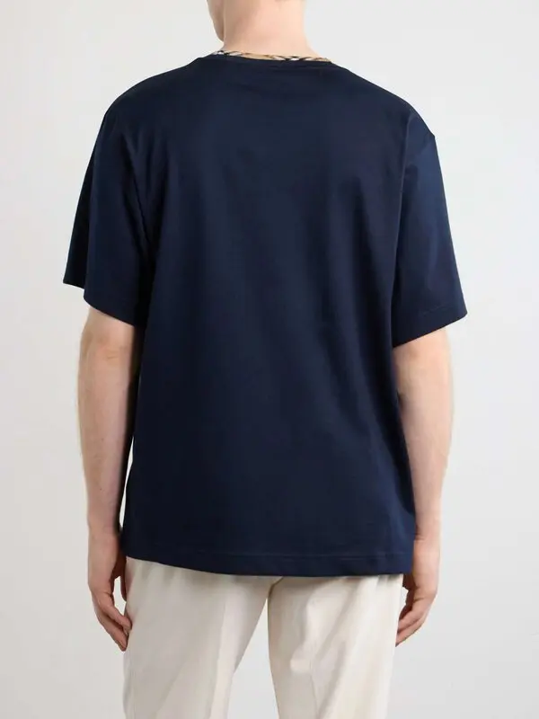 Burberry Logo-embroidered Checked Cotton-jersey T-shirt