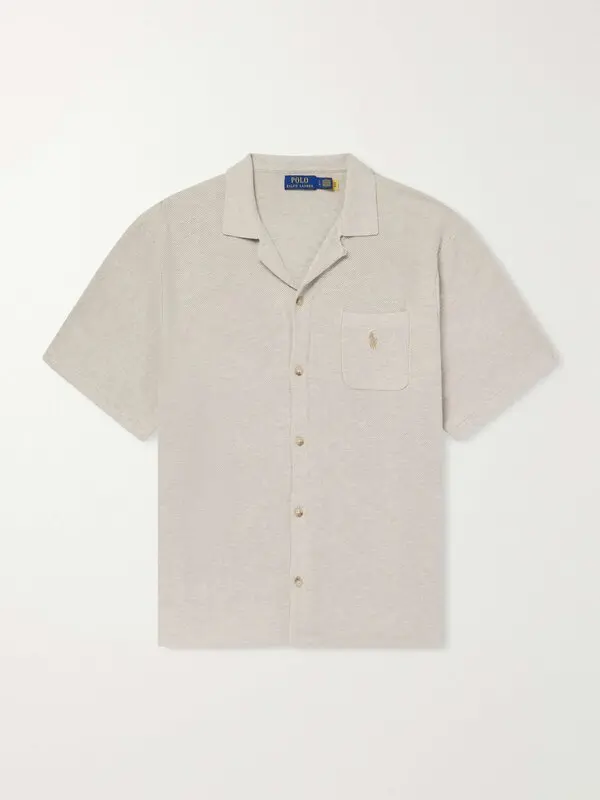 Polo Ralph Lauren Logo-embroidered Convertible-collar Cotton-piqué Shirt - Beige