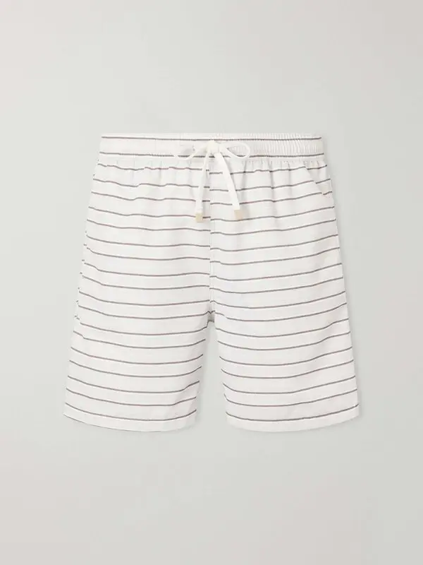 Eleventy Straight-leg Striped Swim Shorts - Beige