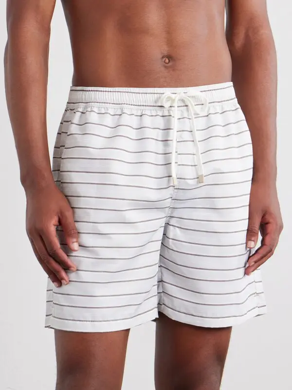 Eleventy Straight-leg Striped Swim Shorts