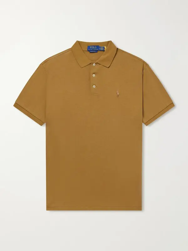 Polo Ralph Lauren Logo-embroidered Cotton-jersey Polo Shirt - Brown