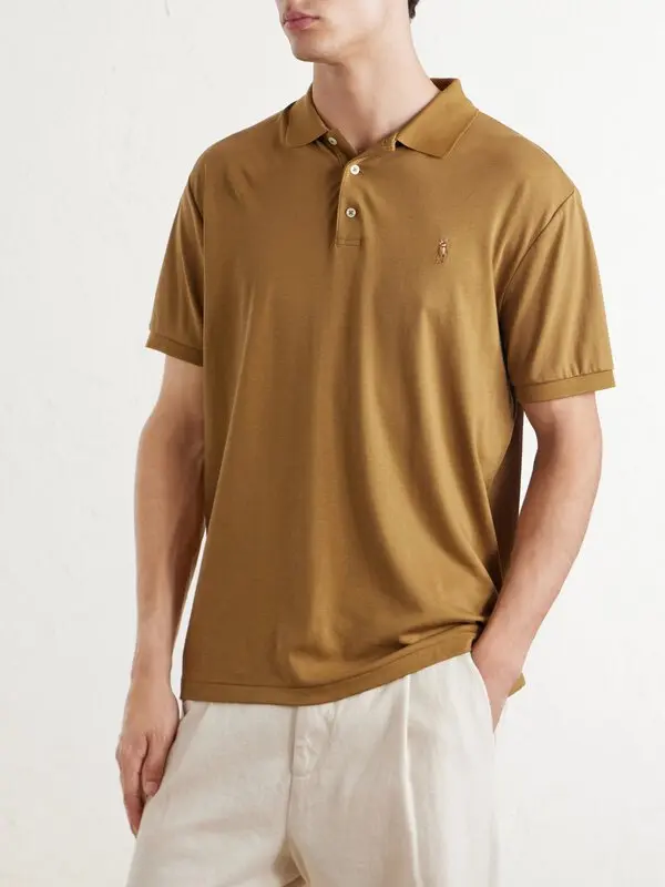 Polo Ralph Lauren Logo-embroidered Cotton-jersey Polo Shirt - Brown
