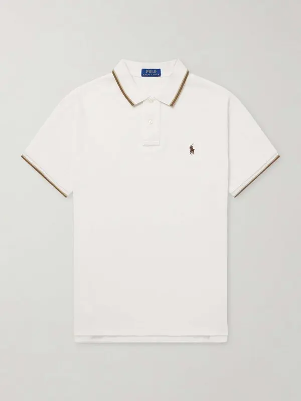 Polo Ralph Lauren Logo-embroidered Cotton-piqué Polo Shirt - Cream