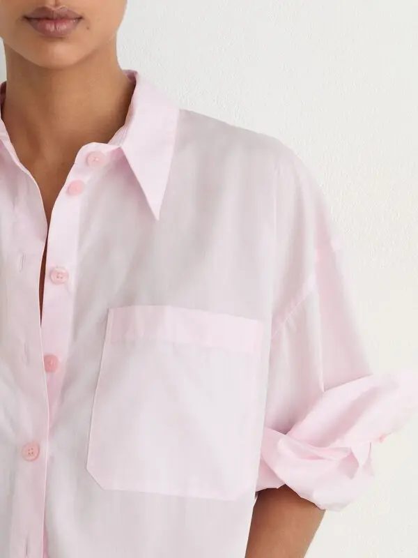 REISS Solenge Cotton Cropped Long-sleeve Shirt