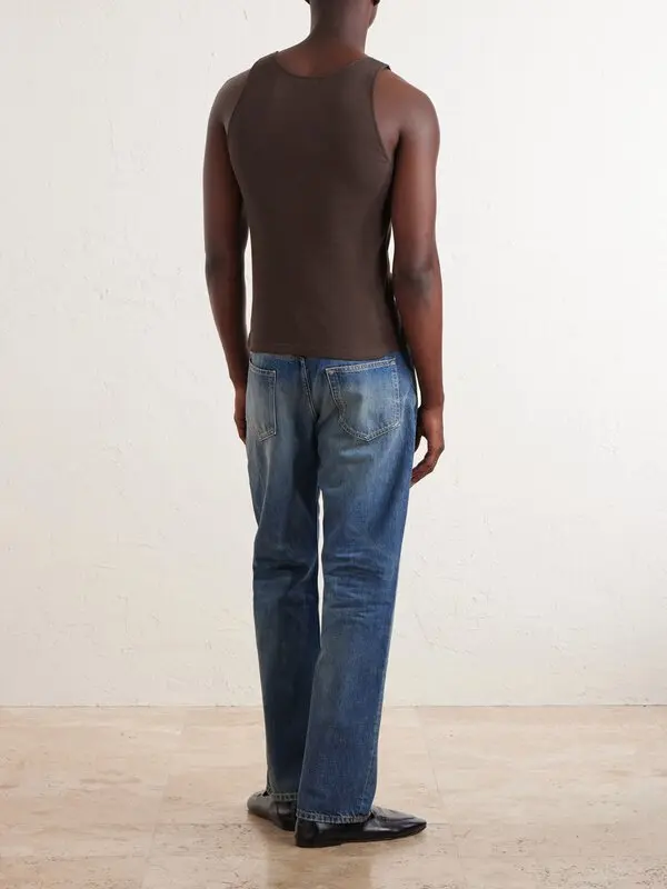 Saint Laurent Ribbed Cotton Tank Top - Brown