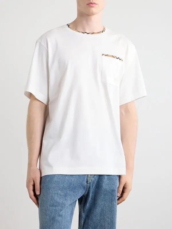Burberry Logo-embroidered Checked Cotton-jersey T-shirt