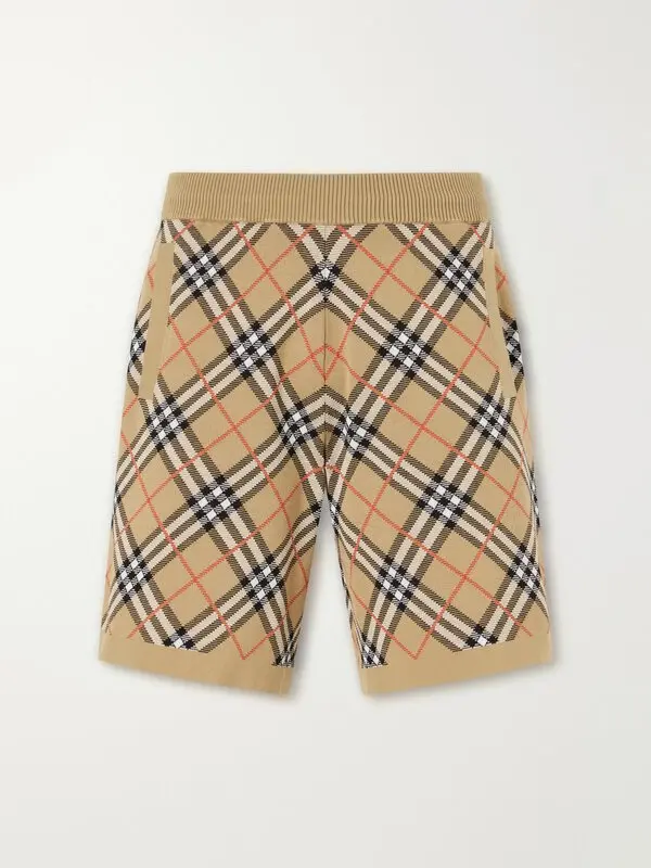 Burberry Knitted Check Straight-leg Shorts - Neutrals