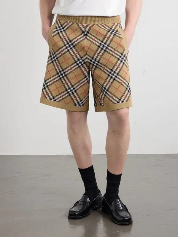 Burberry Knitted Check Straight-leg Shorts