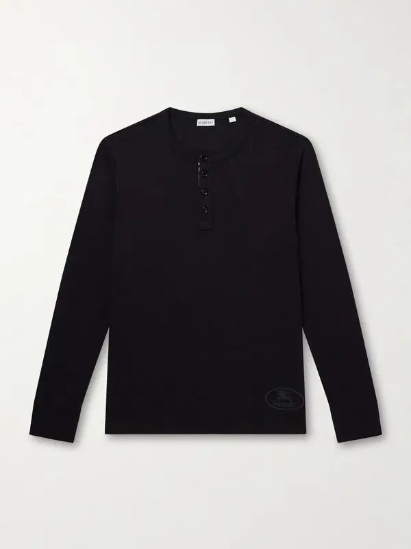 Burberry Logo-embroidered Ribbed Cotton-blend Jersey T-shirt