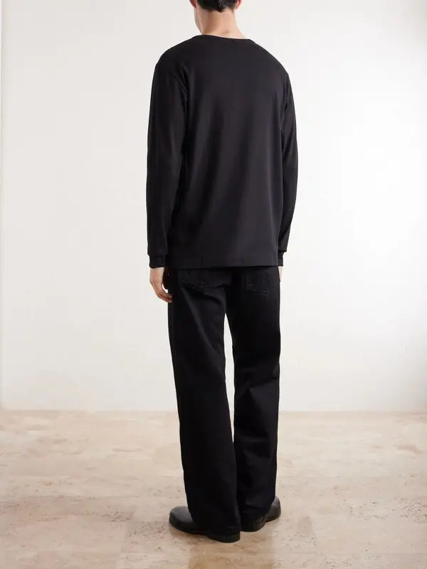 Burberry Logo-embroidered Ribbed Cotton-blend Jersey T-shirt